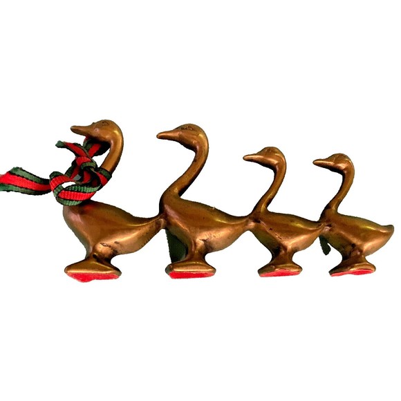 Accents | Lot Of 4 Vintage Brass Geese Ducks Fowl Heavy With Felt ...